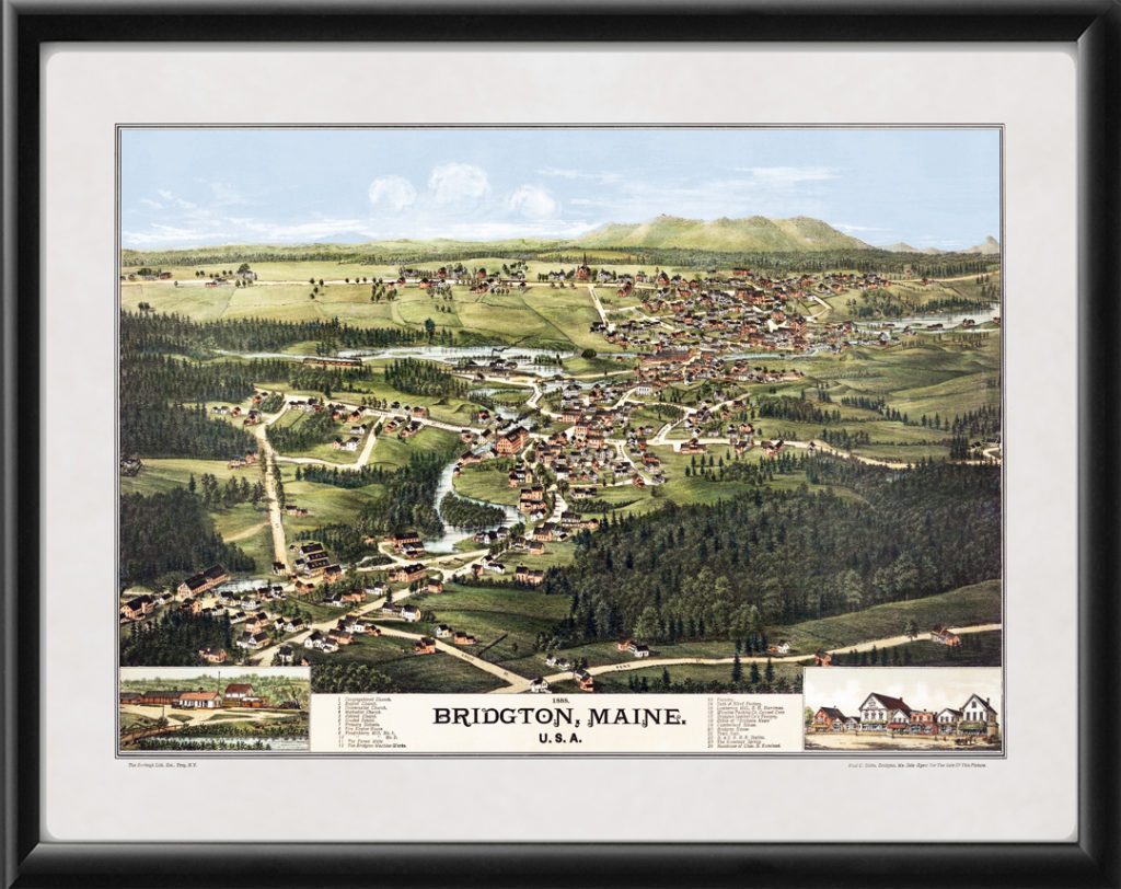 Bridgton ME 1888 Restored Map | Vintage City Maps