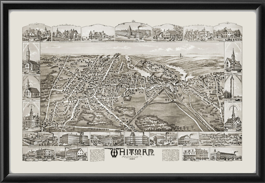 Whitman MA 1889 Restored Map | Vintage City Maps