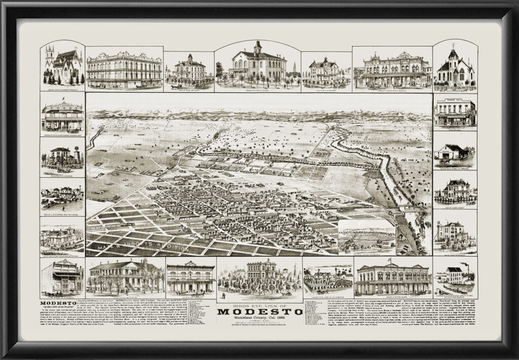 Map of Modesto CA | Vintage City Maps - Restored Maps