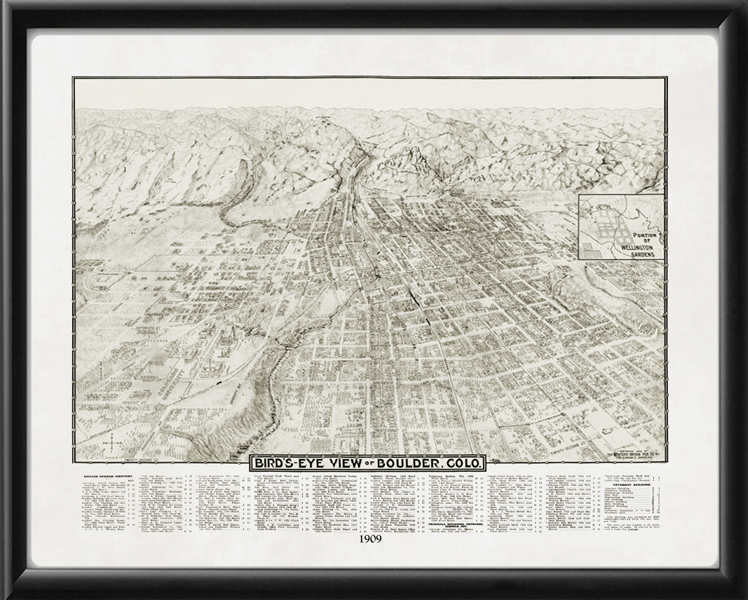 Boulder CO 1909 Restored Map | Vintage City Maps