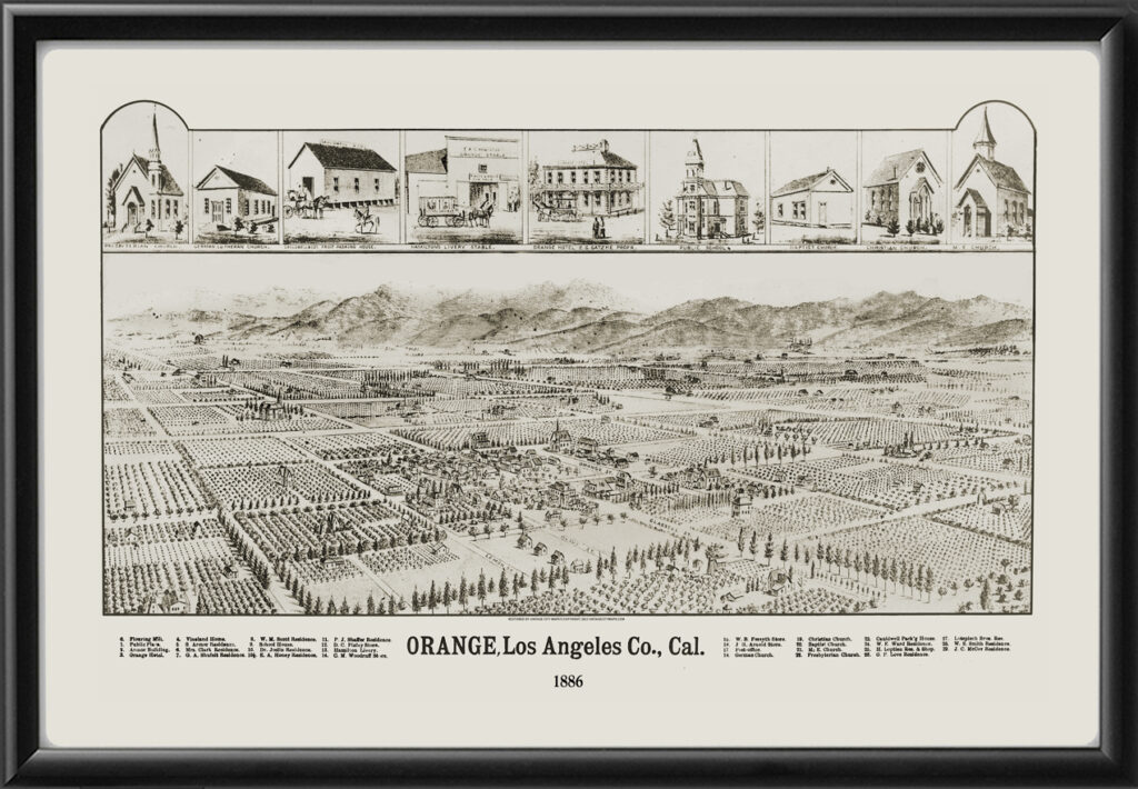 Orange CA 1886 Restored Map | Vintage City Maps