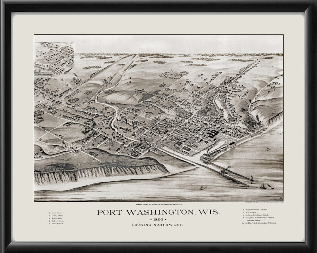 Port Washington WI 1893 Restored Map | Vintage City Maps
