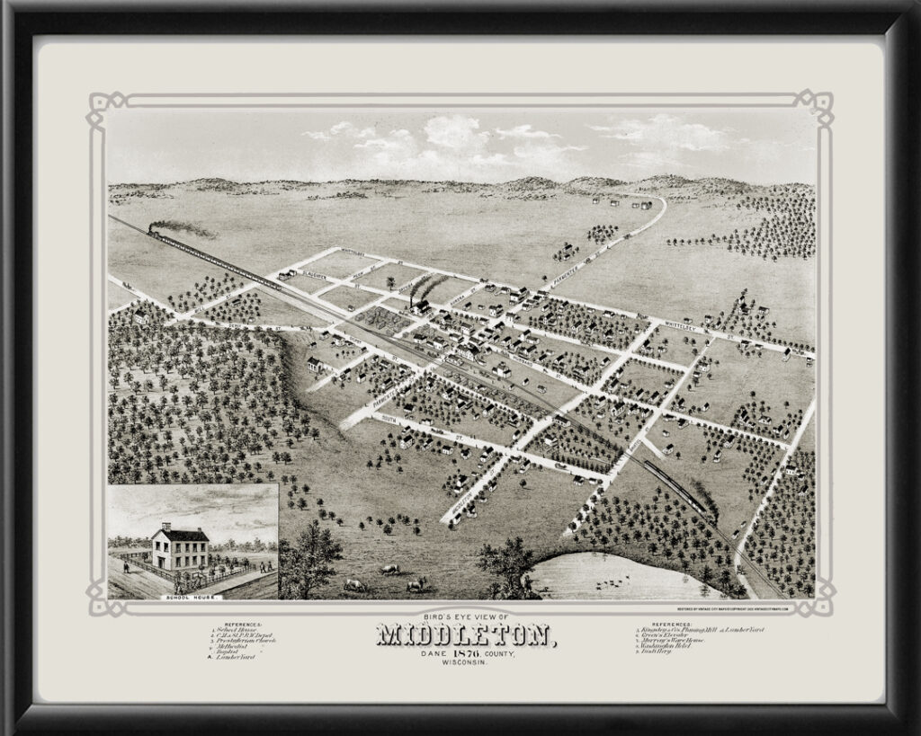 Middleton WI 1876 Restored Map | Vintage City Maps