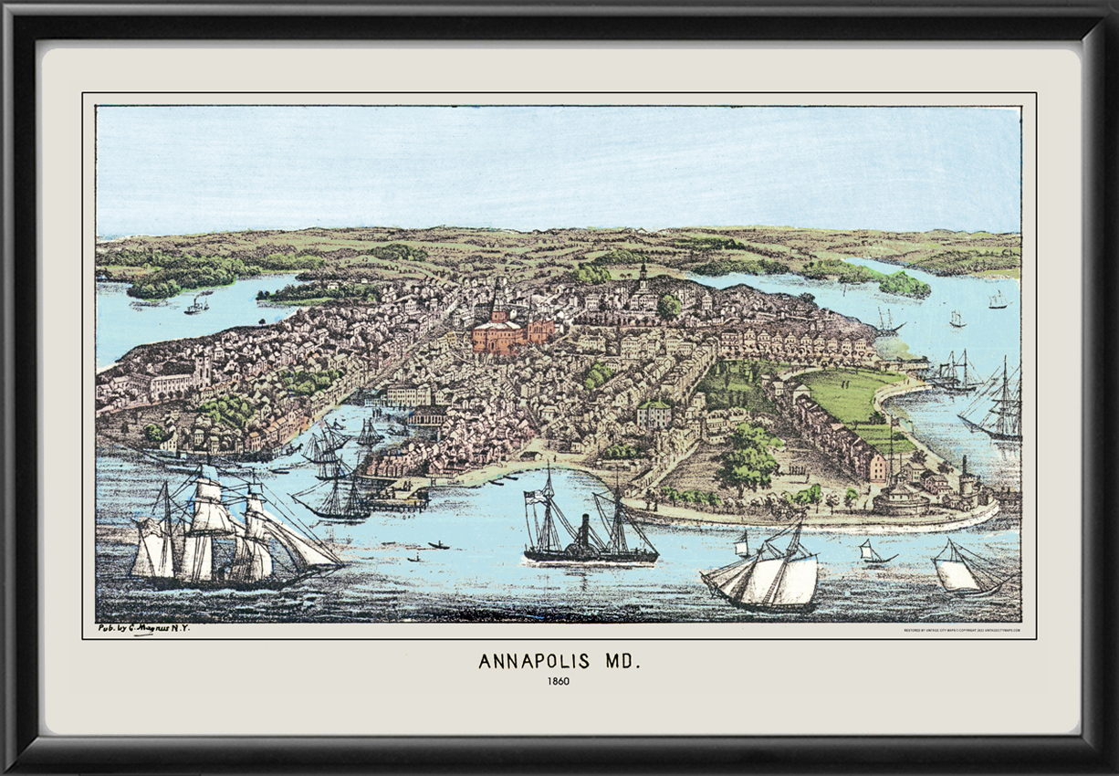 Annapolis MD 1860 Restored Map | Vintage City Maps