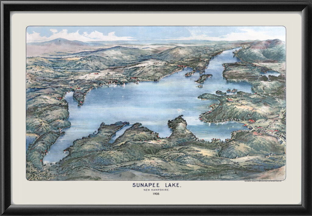 Sunapee Lake NH 1905 Restored Map | Vintage City Maps