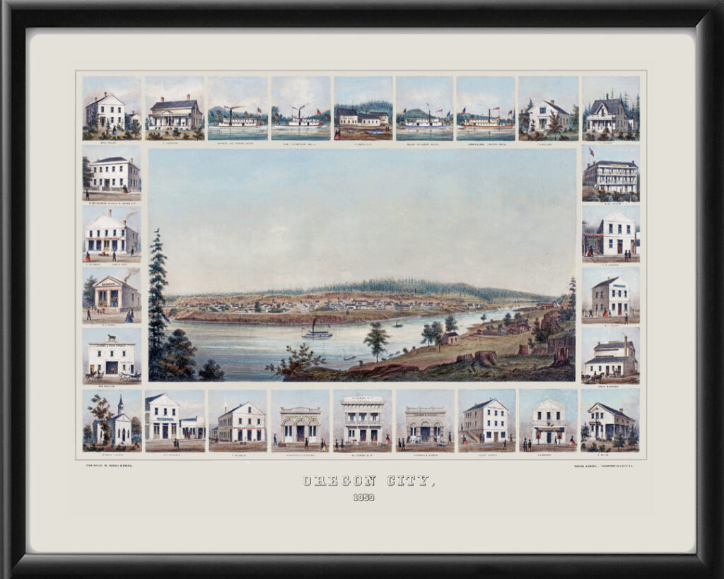 Oregon City OR 1852 Restored Map | Vintage City Maps