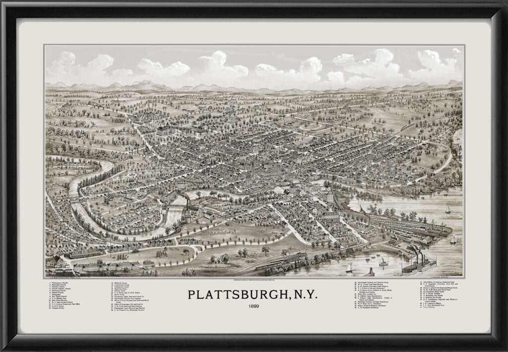 Plattsburgh NY 1899 Restored Map | Vintage City Maps