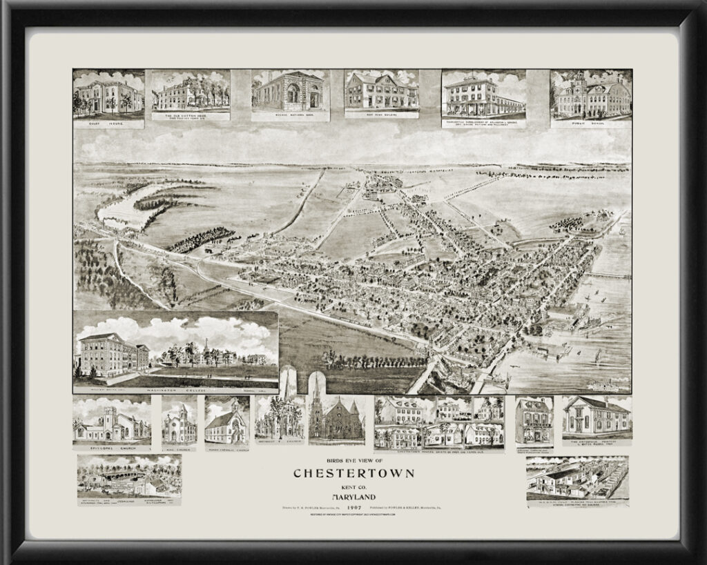 Chestertown MD 1907 Restored Map | Vintage City Maps