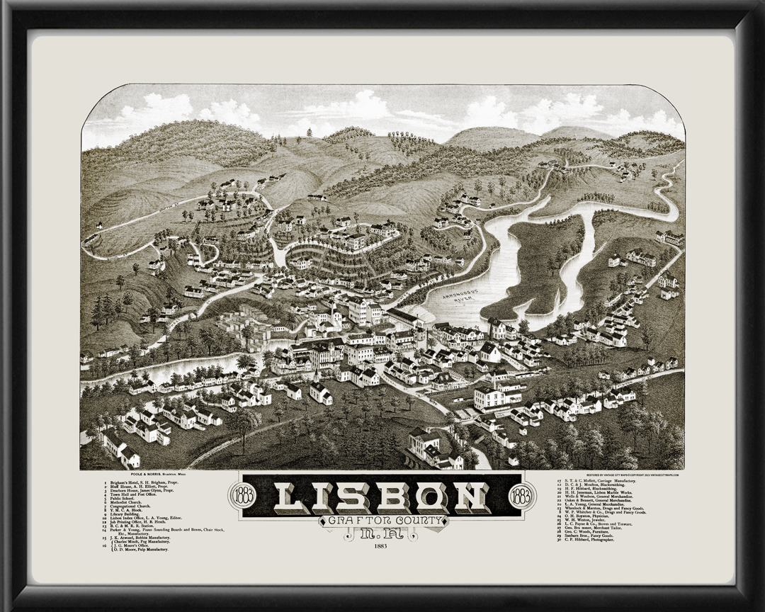 Lisbon NH 1883 Restored Map | Vintage City Maps