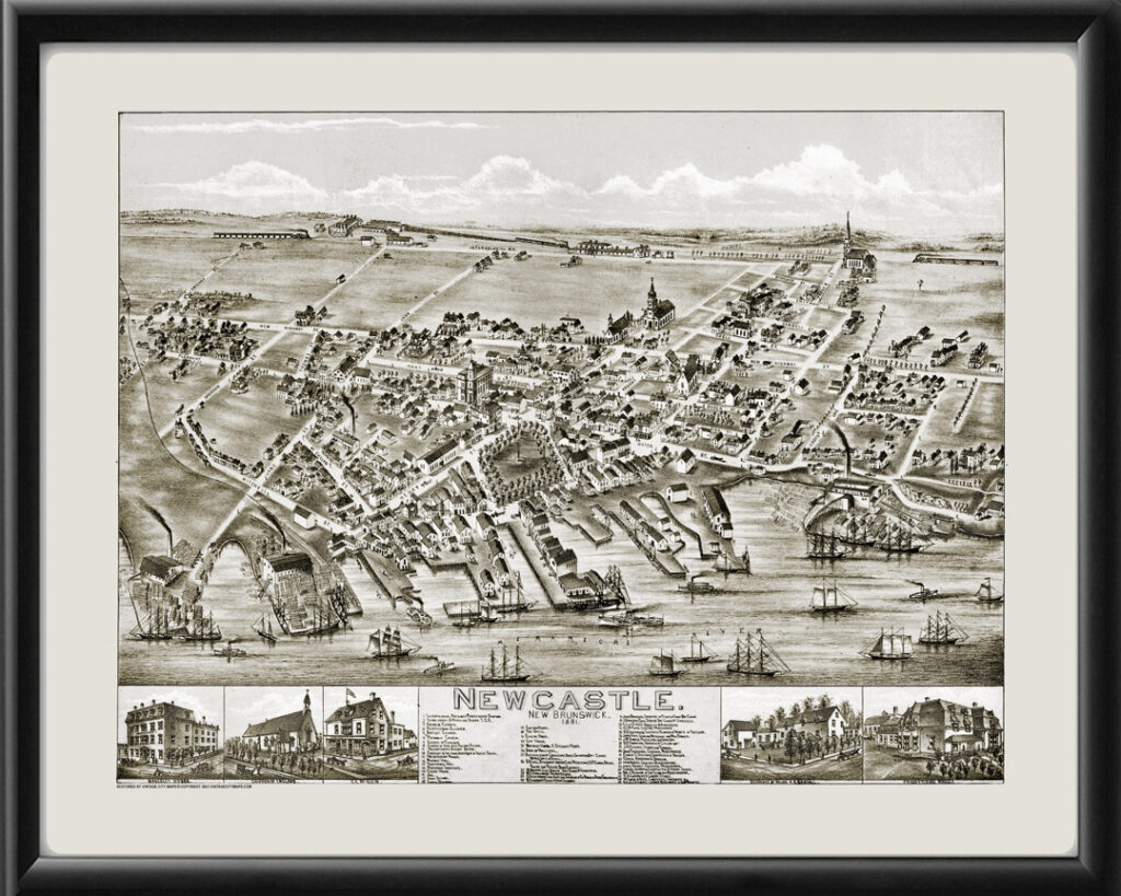 Newcastle NB Canada 1881 Restored Map | Vintage City Maps