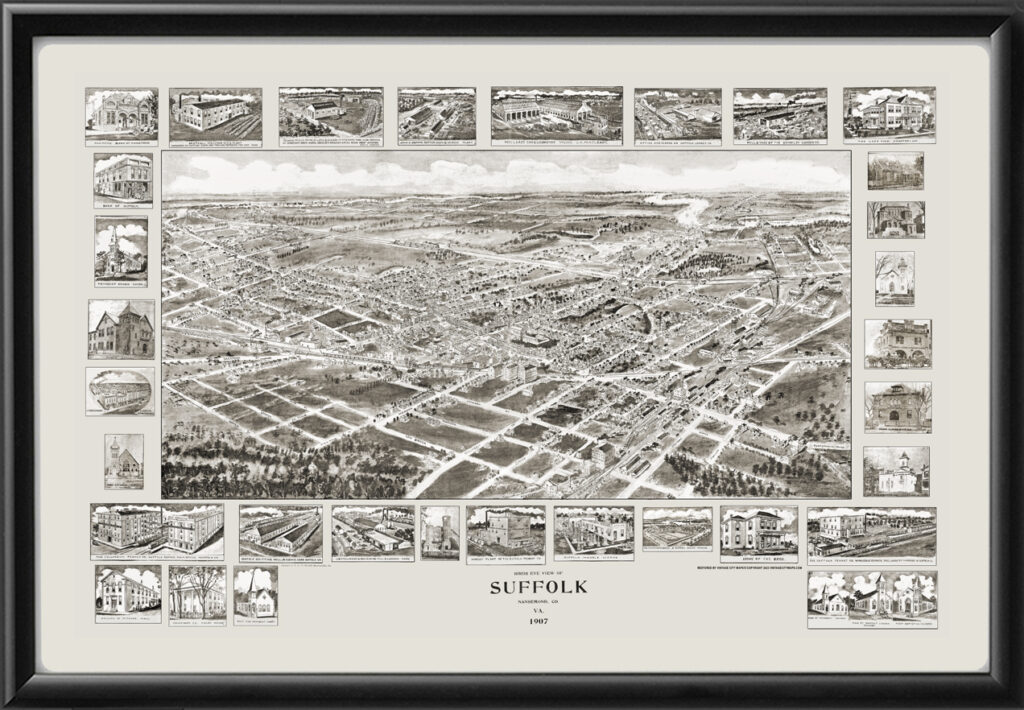 Suffolk VA 1907 Restored Map | Vintage City Maps