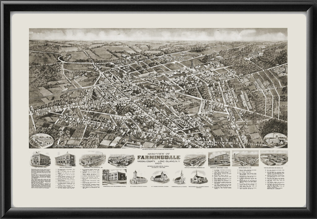 Farmingdale NY 1925 Restored Map | Vintage City Maps