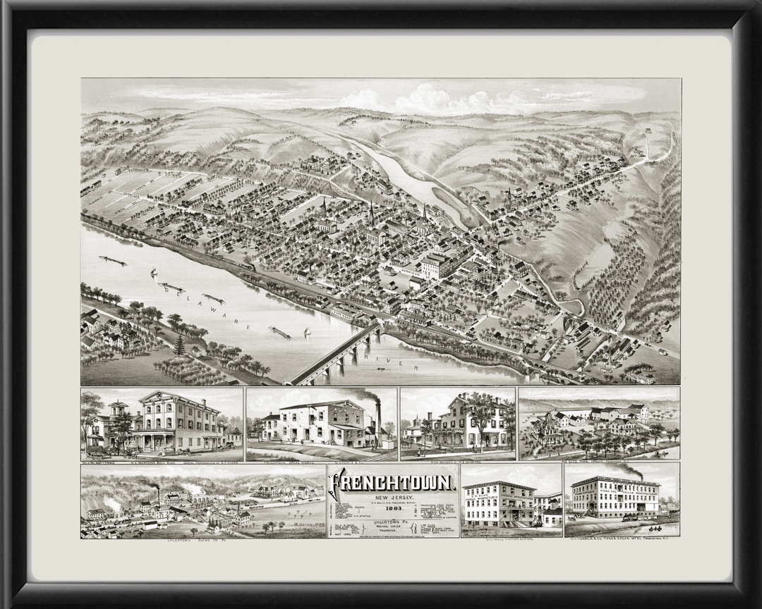 Frenchtown NJ 1883 Restored Map | Vintage City Maps