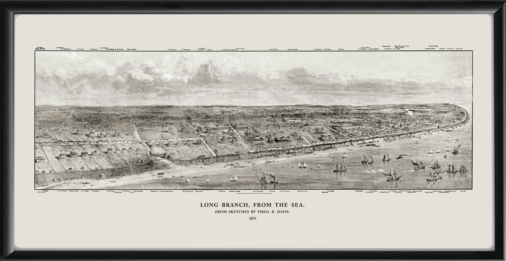 Long Branch NJ 1873 Restored Map | Vintage City Maps