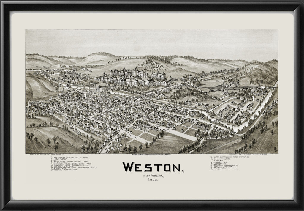 Weston WV 1900 Restored Map | Vintage City Maps