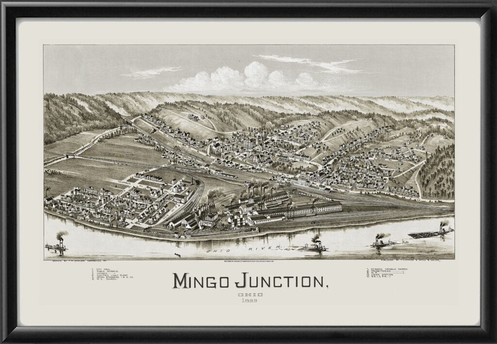 Mingo Junction OH 1899 Restored Map | Vintage City Maps