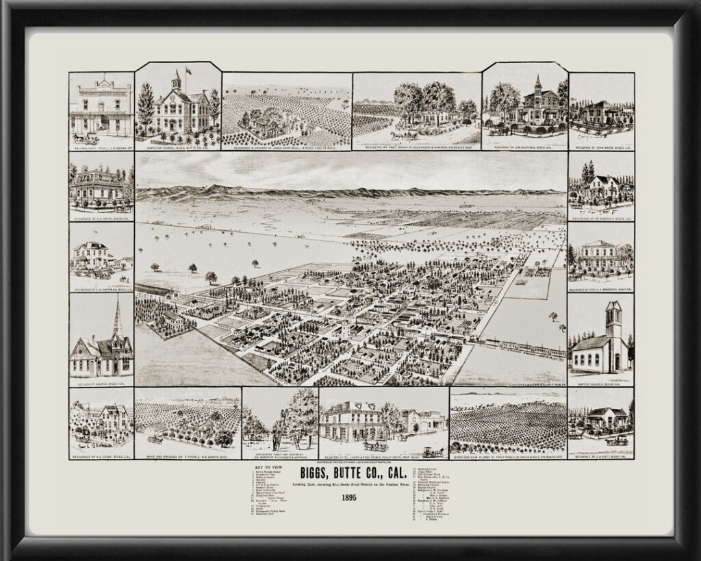 Biggs CA 1895 Restored Map | Vintage City Maps
