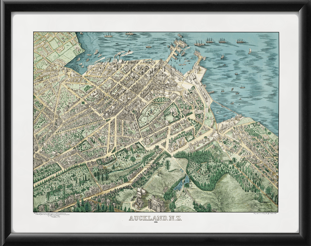 Auckland NZ 1886 Restored Map | Vintage City Maps