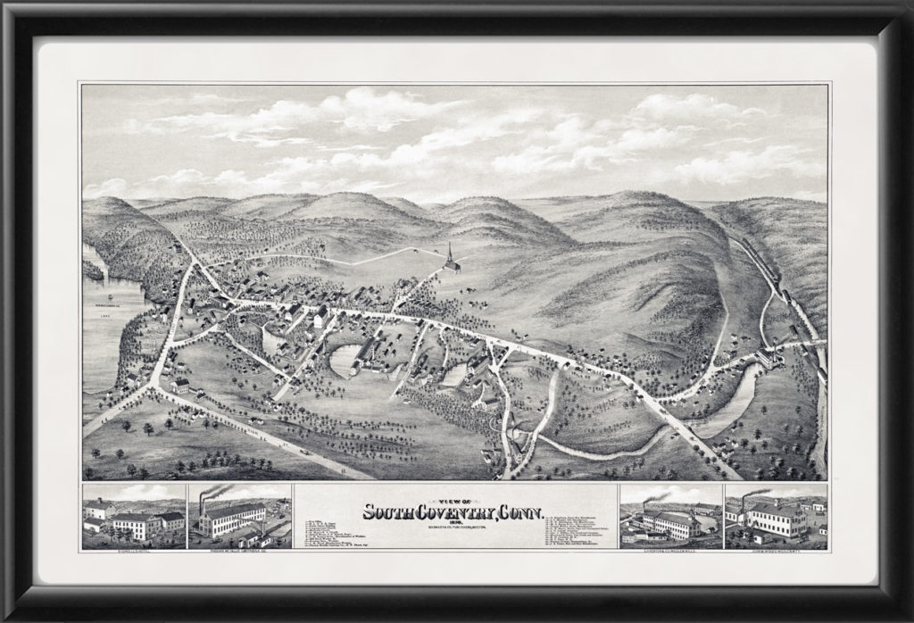 South Coventry CT 1878 Restored Map | Vintage City Maps