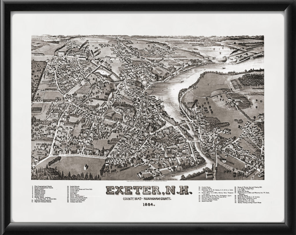 Exeter NH 1884 Restored Map | Vintage City Maps