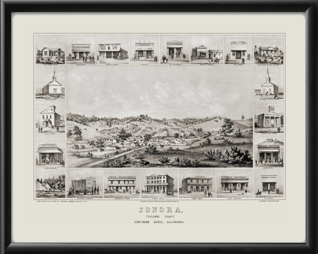 Sonora CA 1854 Restored Map | Vintage City Maps