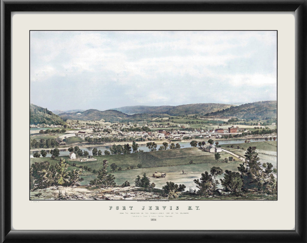 Port Jervis NY 1854 Restored Map | Vintage City Maps