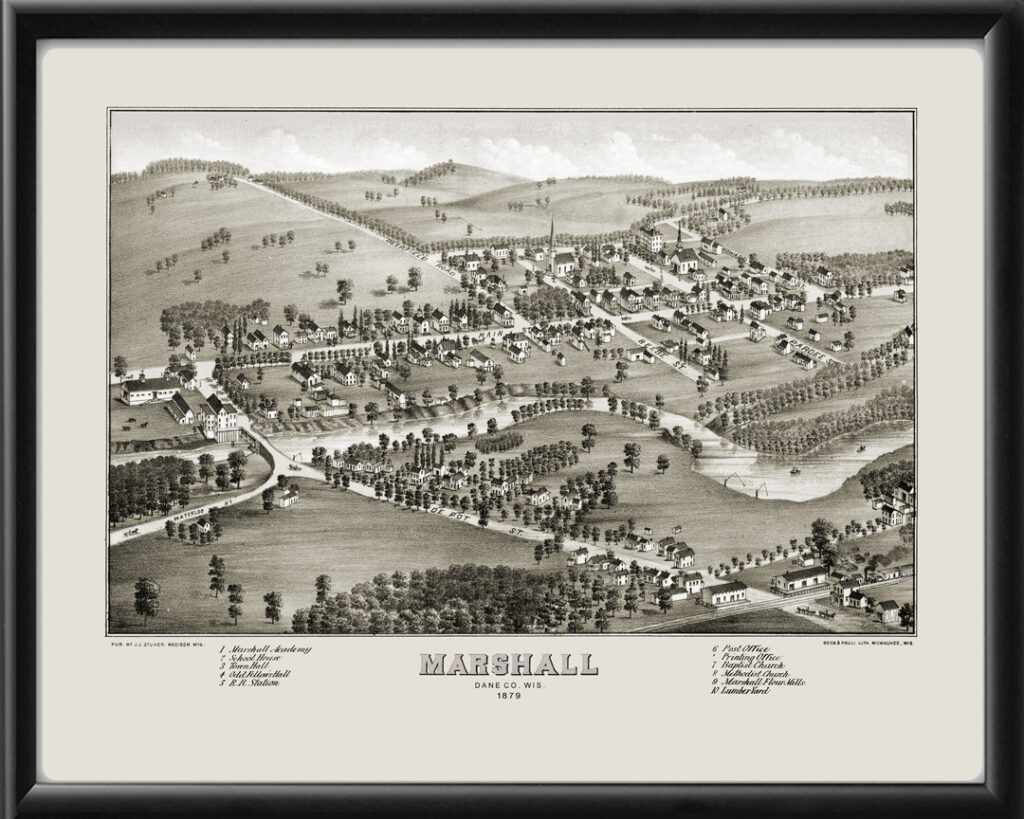 Marshall WI 1879 Restored Map | Vintage City Maps