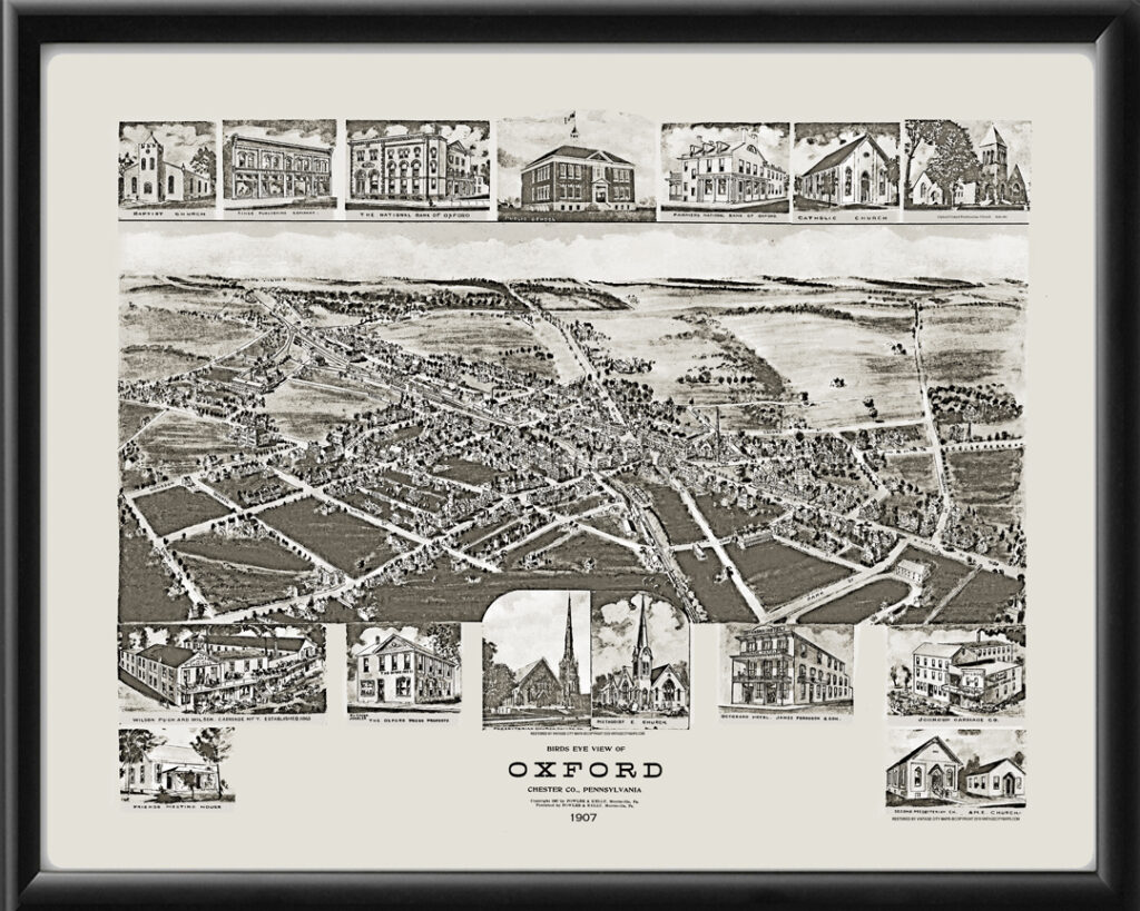 Oxford PA 1907 Restored Map | Vintage City Maps