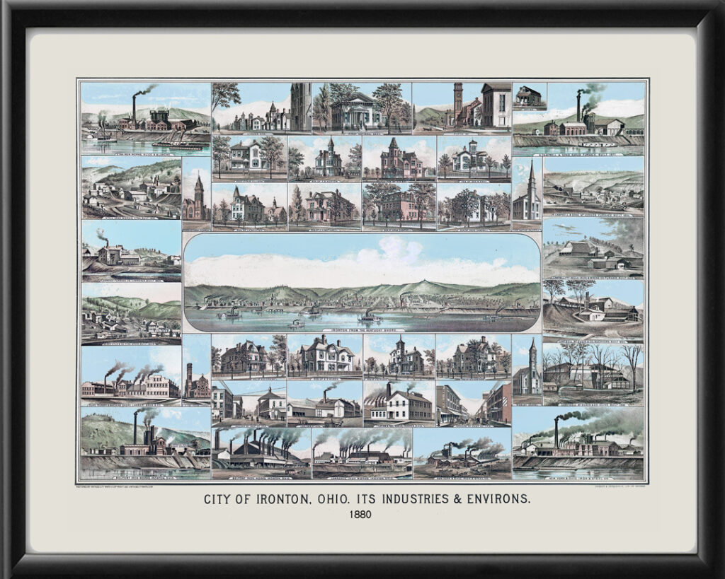 Ironton OH 1880 Restored Map | Vintage City Maps