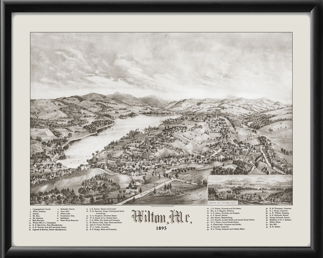 Wilton ME 1895 | Vintage City Maps - Restored Bird's Eye Views