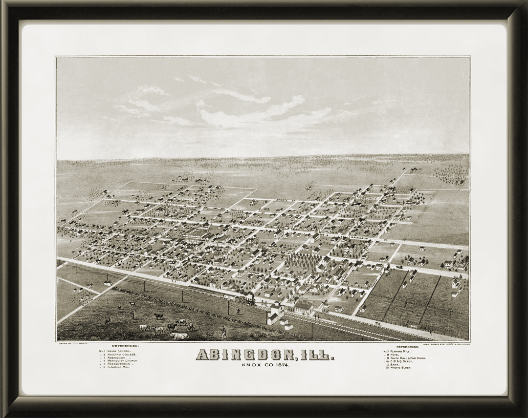 Abingdon IL 1874 Restored Map | Vintage City Maps
