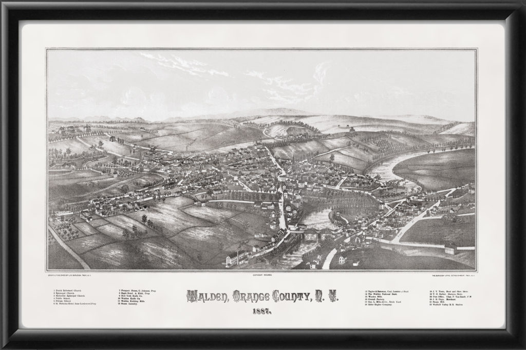 Walden NY 1887 Restored Map | Vintage City Maps
