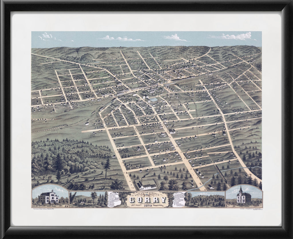 Corry PA 1870 Restored Map | Vintage City Maps