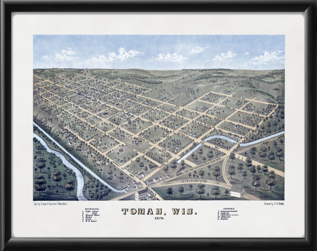 Tomah WI 1870 Restored Map | Vintage City Maps