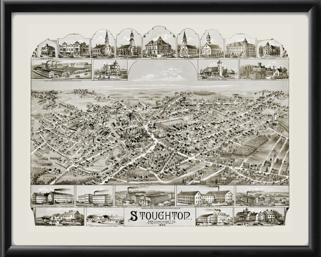 Stoughton MA 1890 Restored Map | Vintage City Maps
