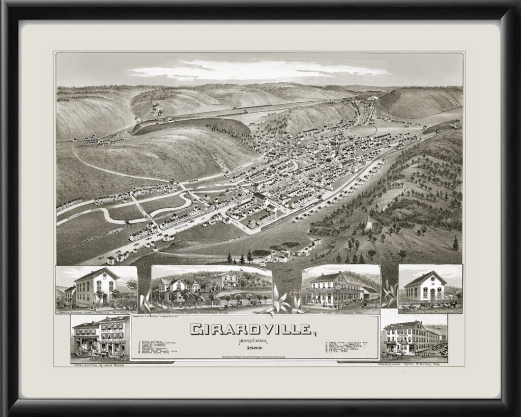Girardville PA 1889 Restored Map | Vintage City Maps