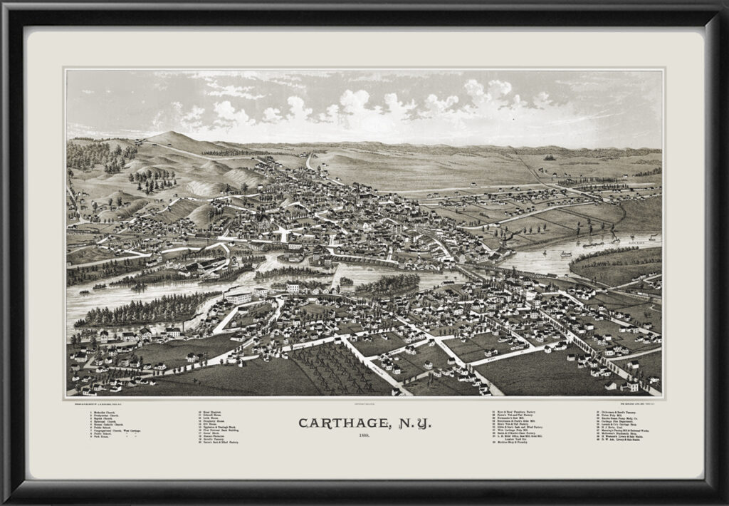 Carthage NY 1888 Restored Map | Vintage City Maps