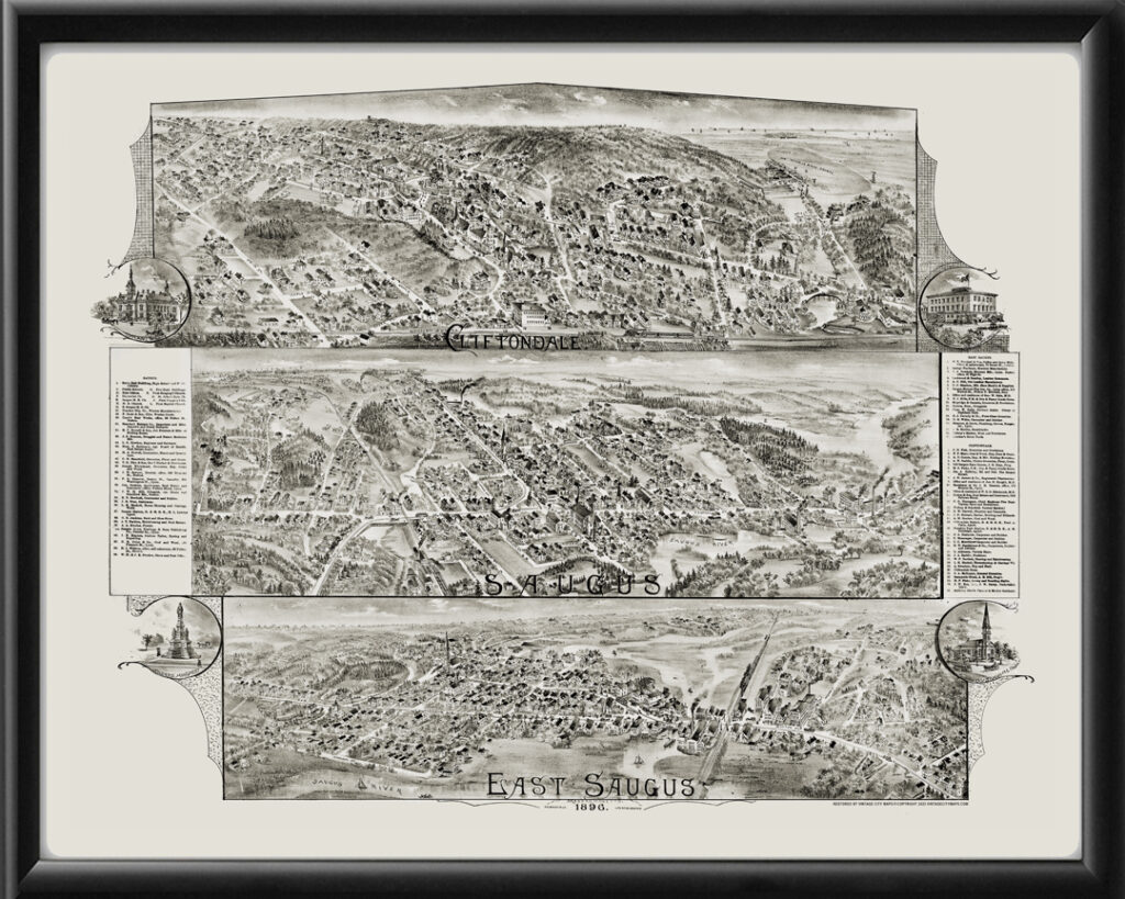 Saugus MA 1896 Restored Map | Vintage City Maps