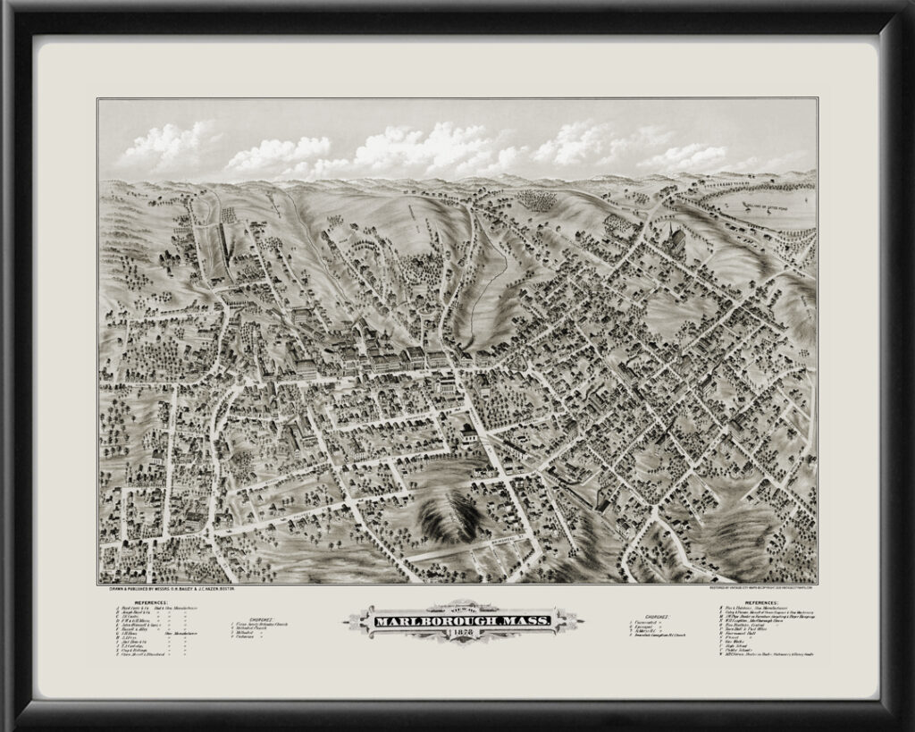Marlborough MA 1879 Restored Map | Vintage City Maps
