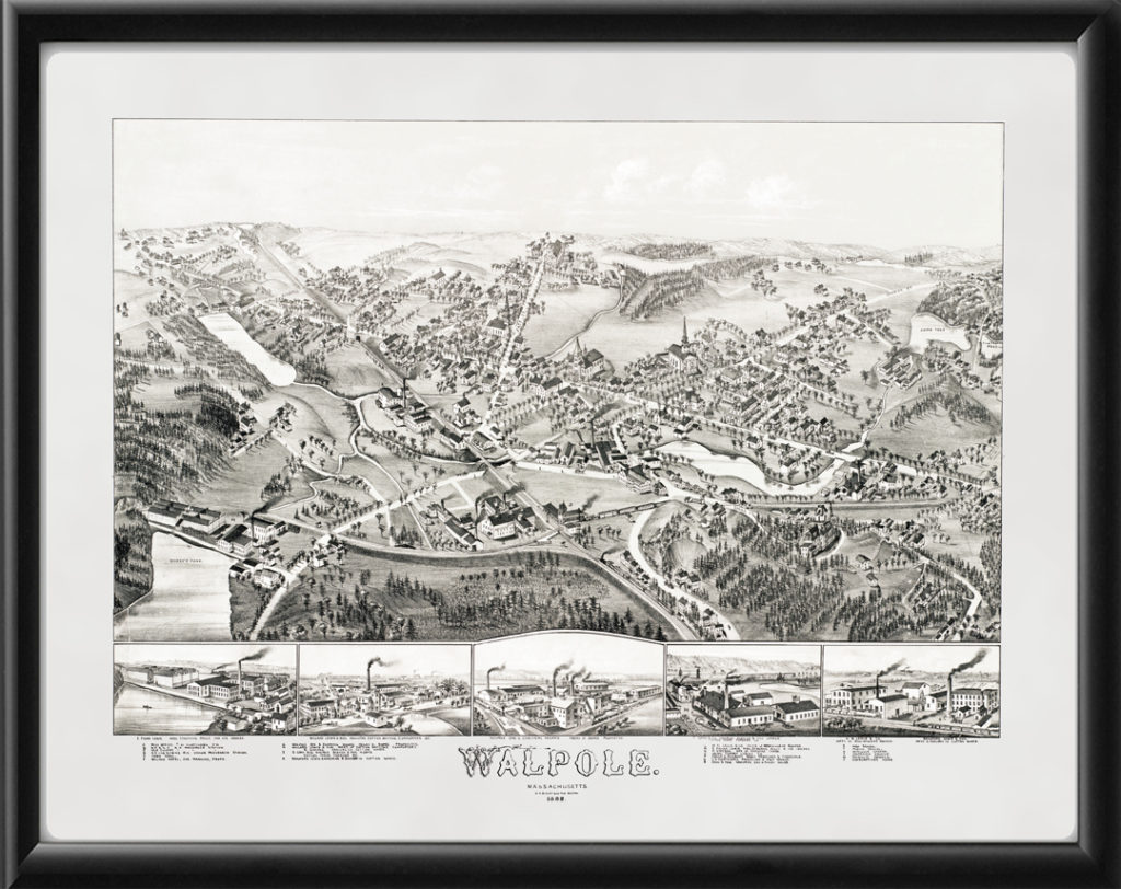 Walpole MA 1882 Restored Map | Vintage City Maps