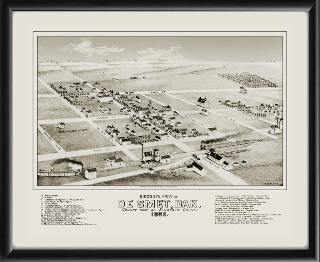 De Smet SD 1883 | Vintage City Maps - Restored Bird's Eye Views