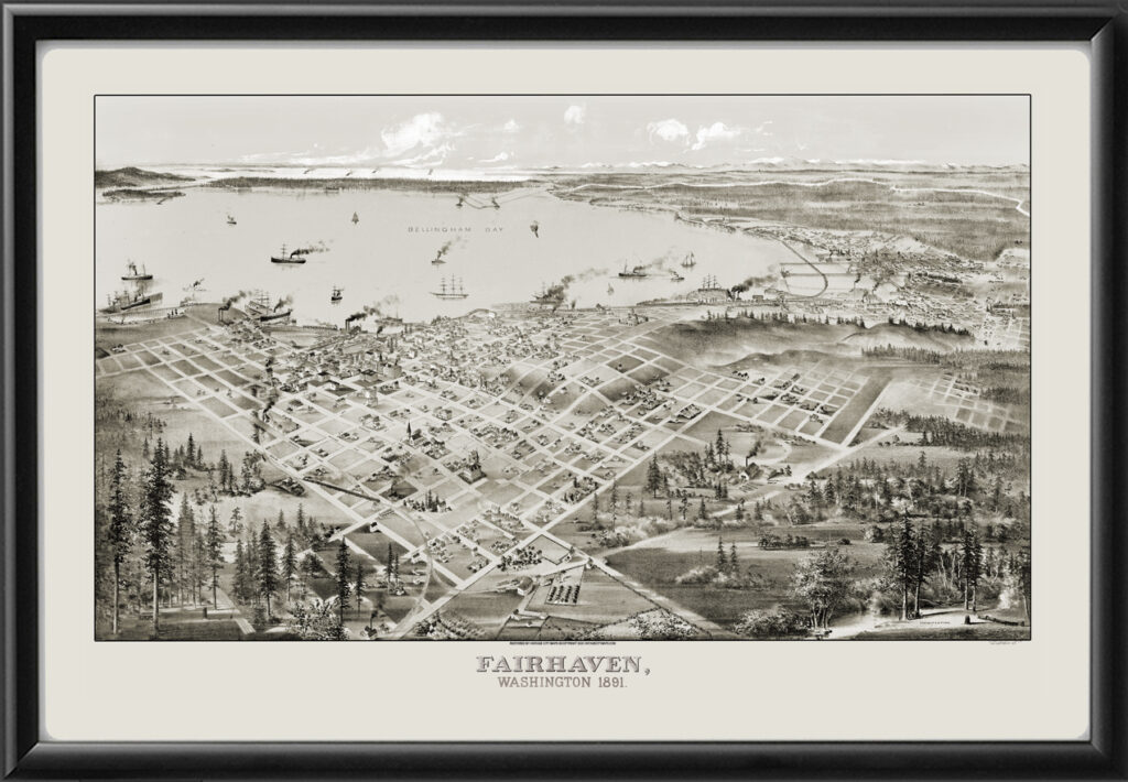 Fairhaven, Bellingham WA 1891 | Vintage City Maps - Restored Bird's Eye ...