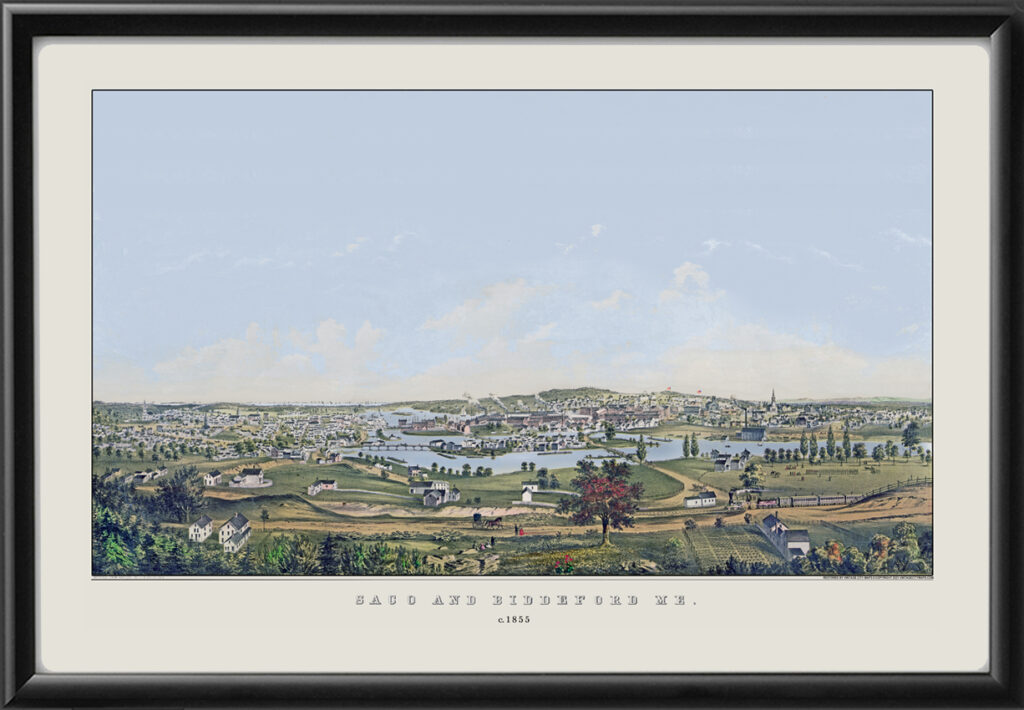 Saco & Biddeford ME 1855 Restored Map | Vintage City Maps