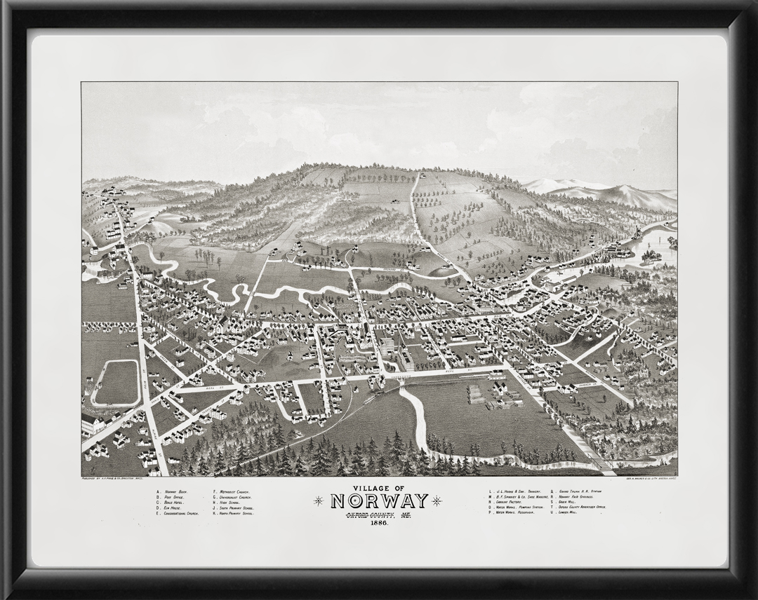 Norway ME 1886 Restored Map | Vintage City Maps