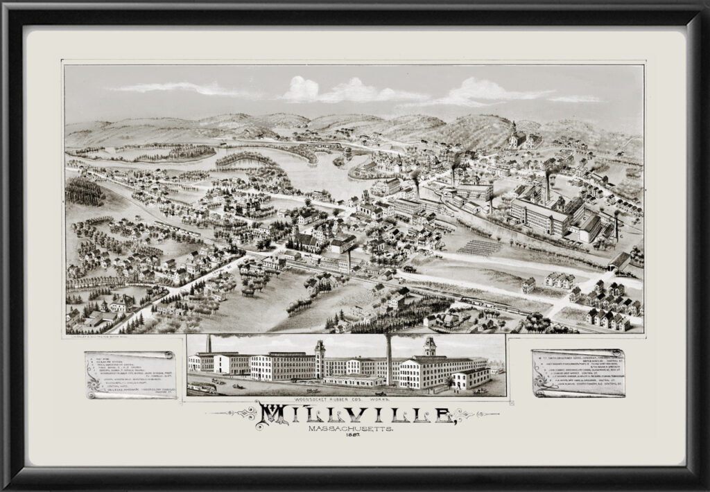Millville MA 1887 Restored Map | Vintage City Maps
