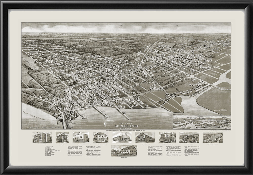 Somers Point NJ 1925 Restored Map | Vintage City Maps