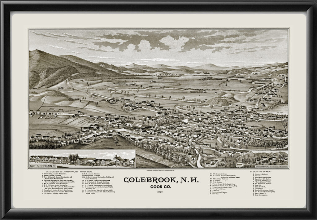 Colebrook NH 1887 Restored Map | Vintage City Maps