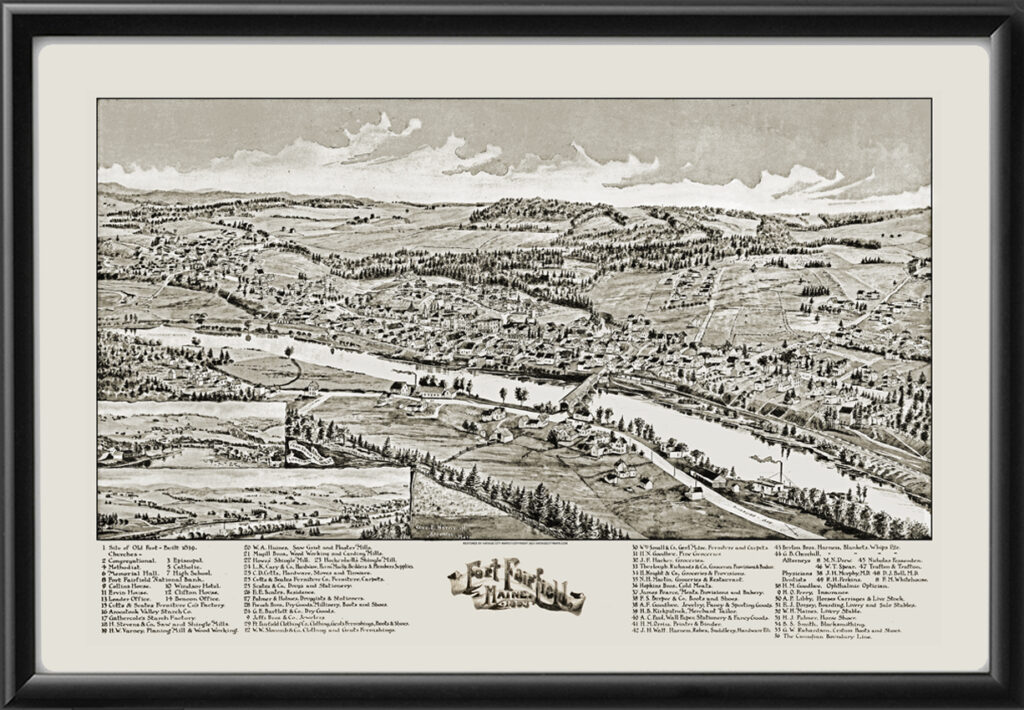 Fort Fairfield ME 1893 Restored Map | Vintage City Maps