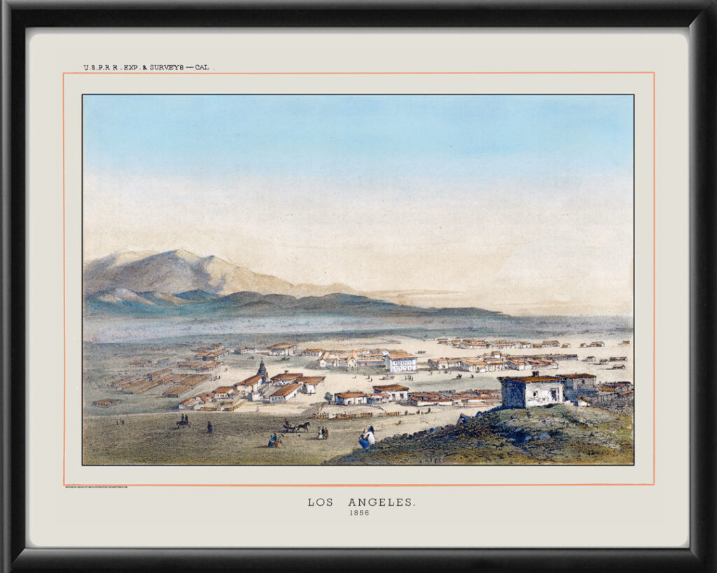 Los Angeles CA 1853 (Color) Restored Map | Vintage City Maps
