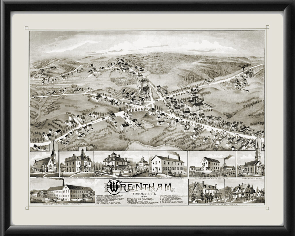 Wrentham MA 1888 Restored Map | Vintage City Maps
